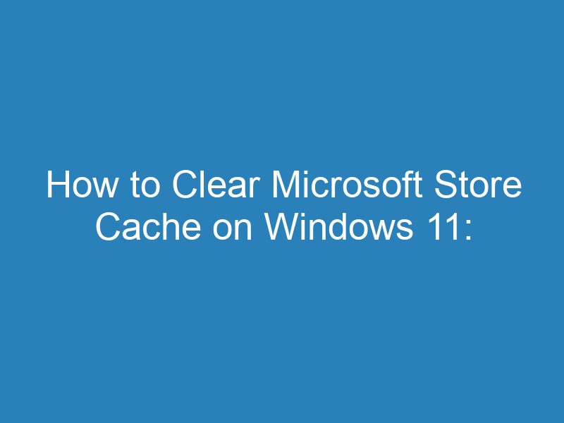 How to Clear Microsoft Store Cache on Windows 11: A Step-by-Step Guide