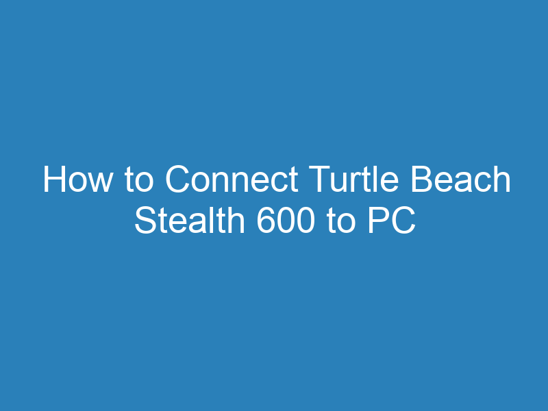 How to Connect Turtle Beach Stealth 600 to PC Windows 11: Easy Guide
