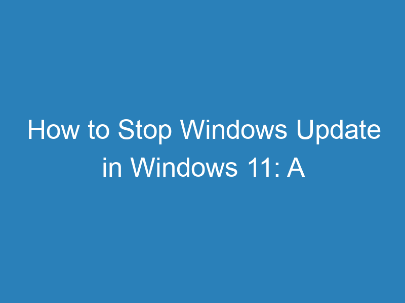 How to Stop Windows Update in Windows 11: A Step-by-Step Guide